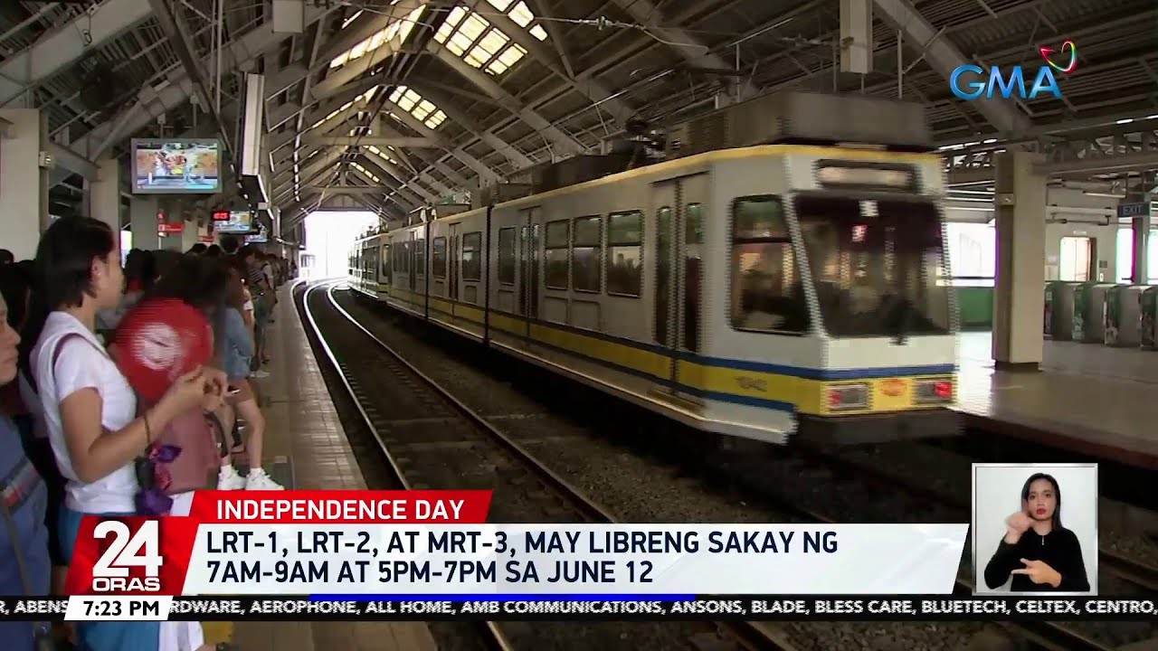 LRT-1, LRT-2, at MRT-3, may libreng sakay ng 7am-9am at 5pm-7pm sa June 12 | 24 Oras - YouTube
