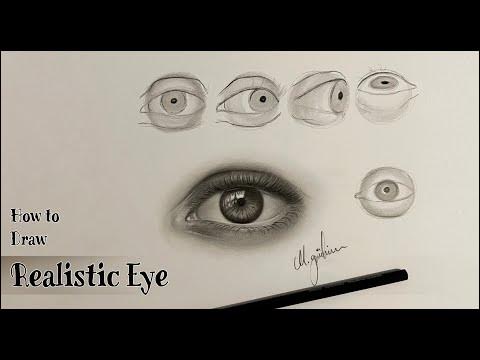 How to draw REALISTIC EYE, Step by Step, Easy ways (Adım adım Gerçekçi ...