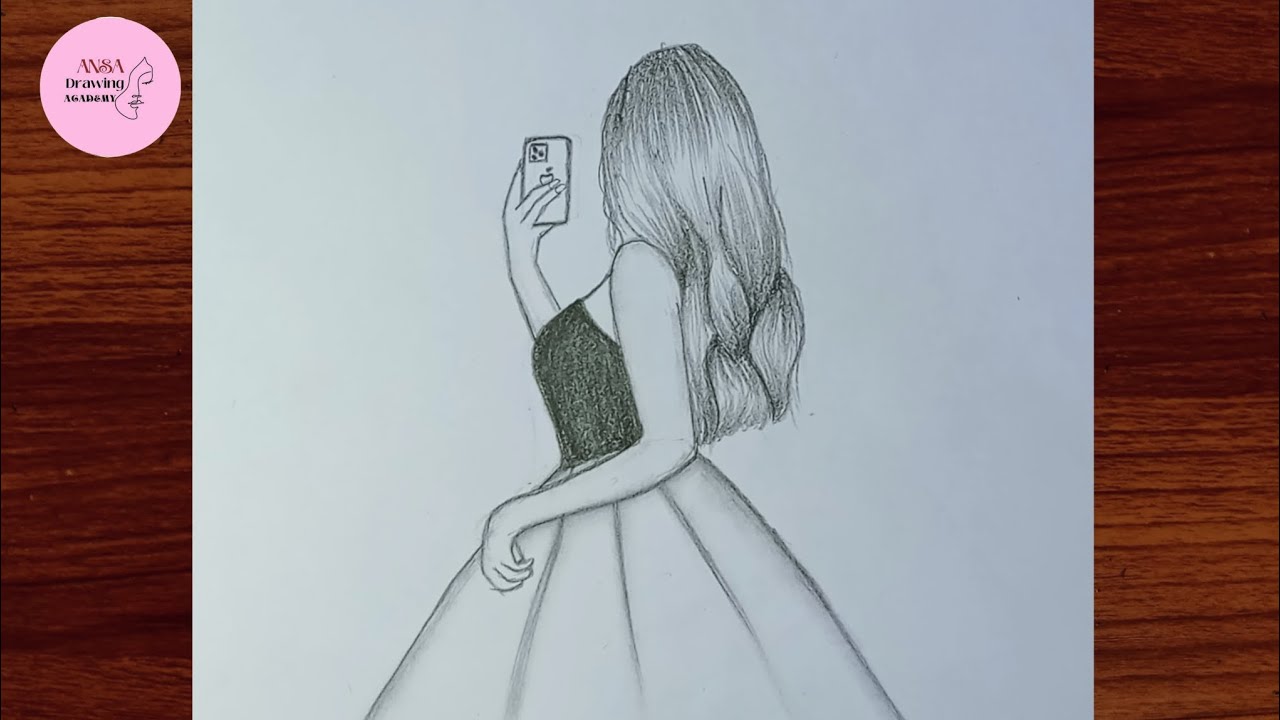 how to draw a girl taking a picture || sketch of a girl || drawing for ...