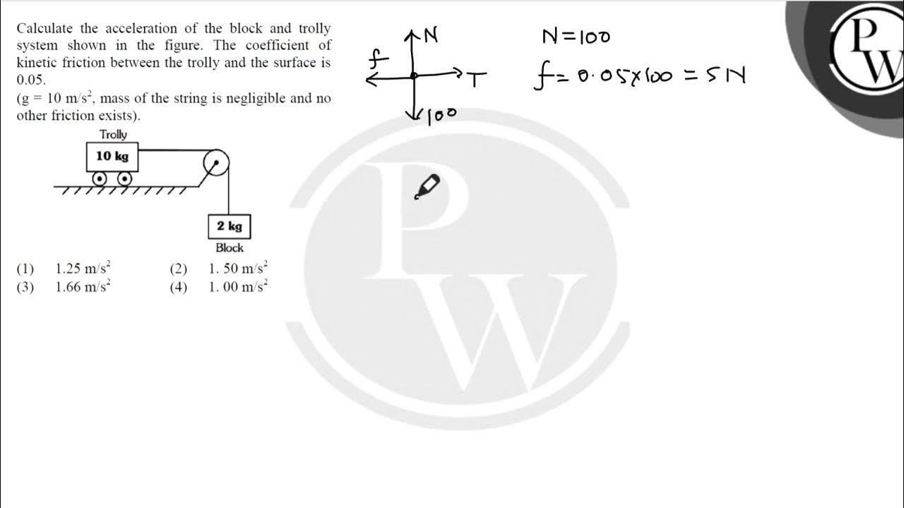 Calculate the acceleration of the block and trolly system shown in ... - YouTube