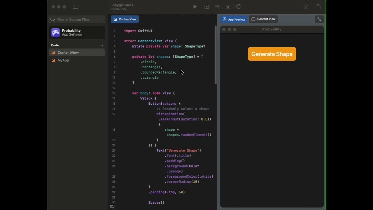 How to Generate Shapes Through a Button with SwiftUI on Playgrounds - YouTube