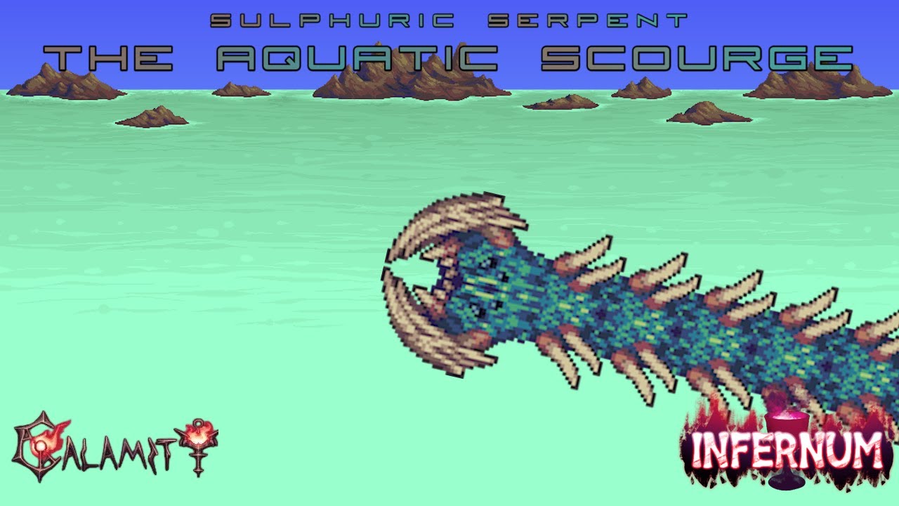 Terraria Calamity Infernum Aquatic Scourge fight "Sulphuric Serpent ...