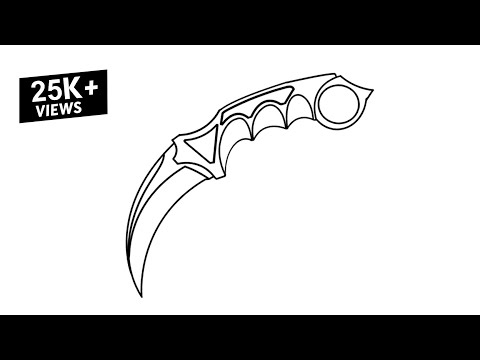 How To Draw Karambit From Counter Strike Step By Step | Karambit Drawing | karambit knife drawing