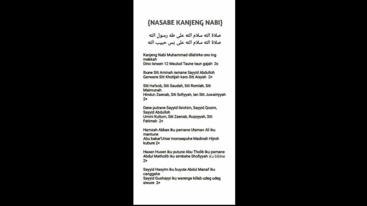 LIRIK SHOLAWAT NASABE KANJENG NABI - Versi Gandrung Nabi ( Lirik Video ) - YouTube