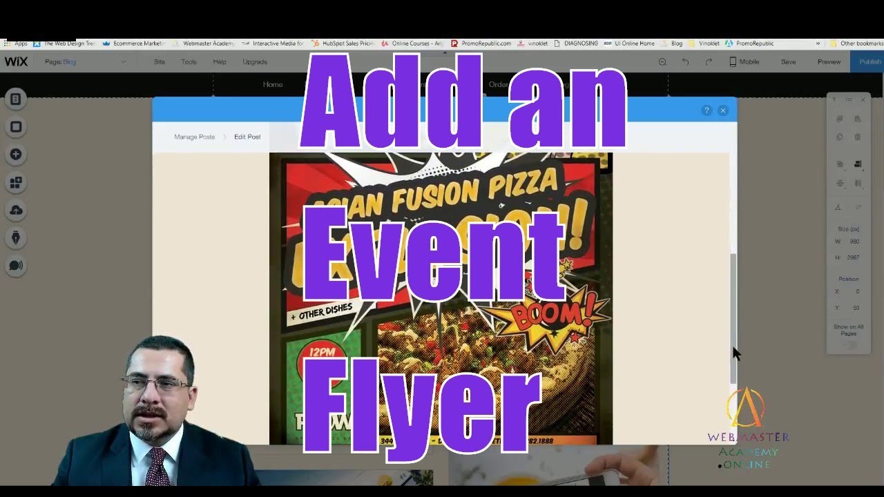 Add an event flyer to your homepage - Web Design - Wix Tutorial - YouTube