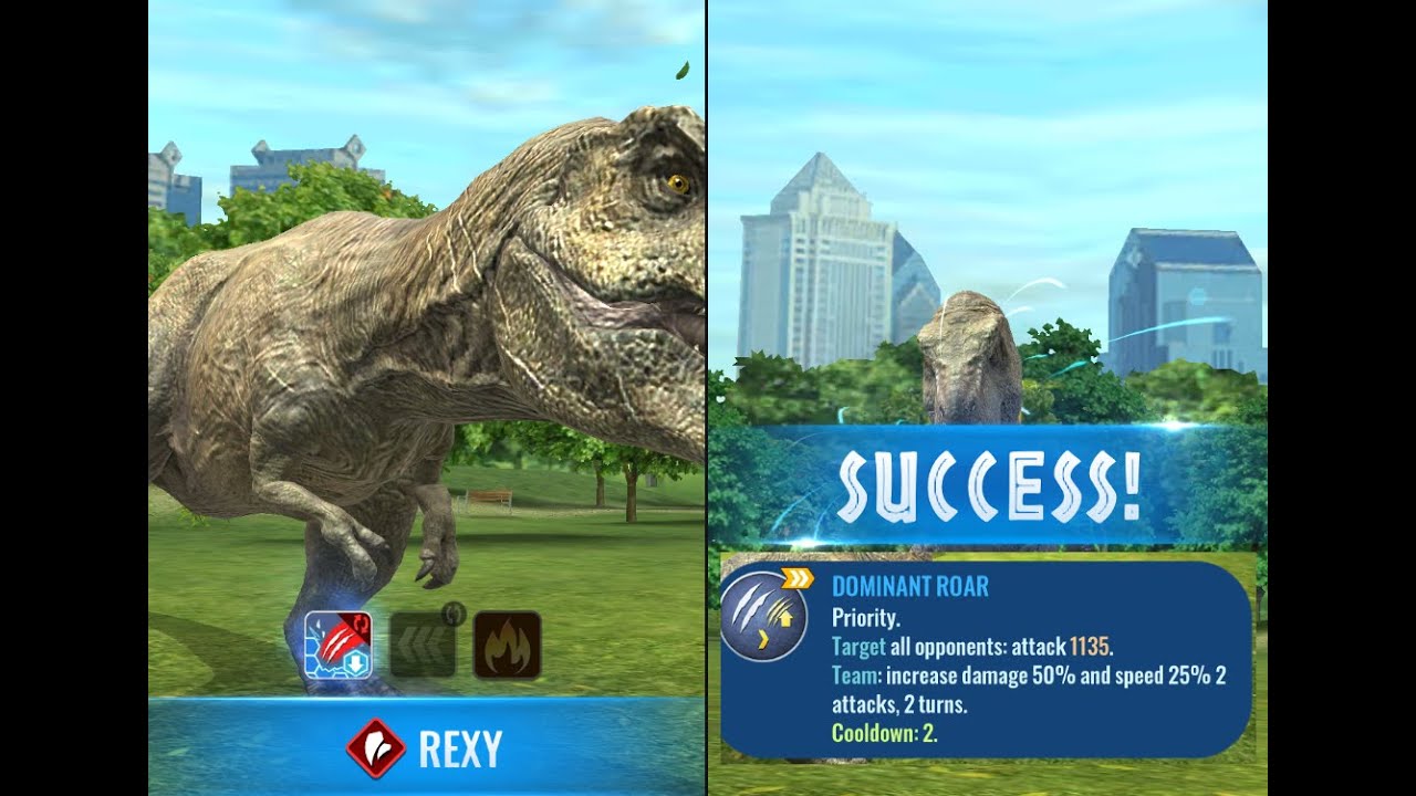 REXY USE DOMINANT ROAR BATTLE CLEAR MAP II Jurassic World Alive II ...