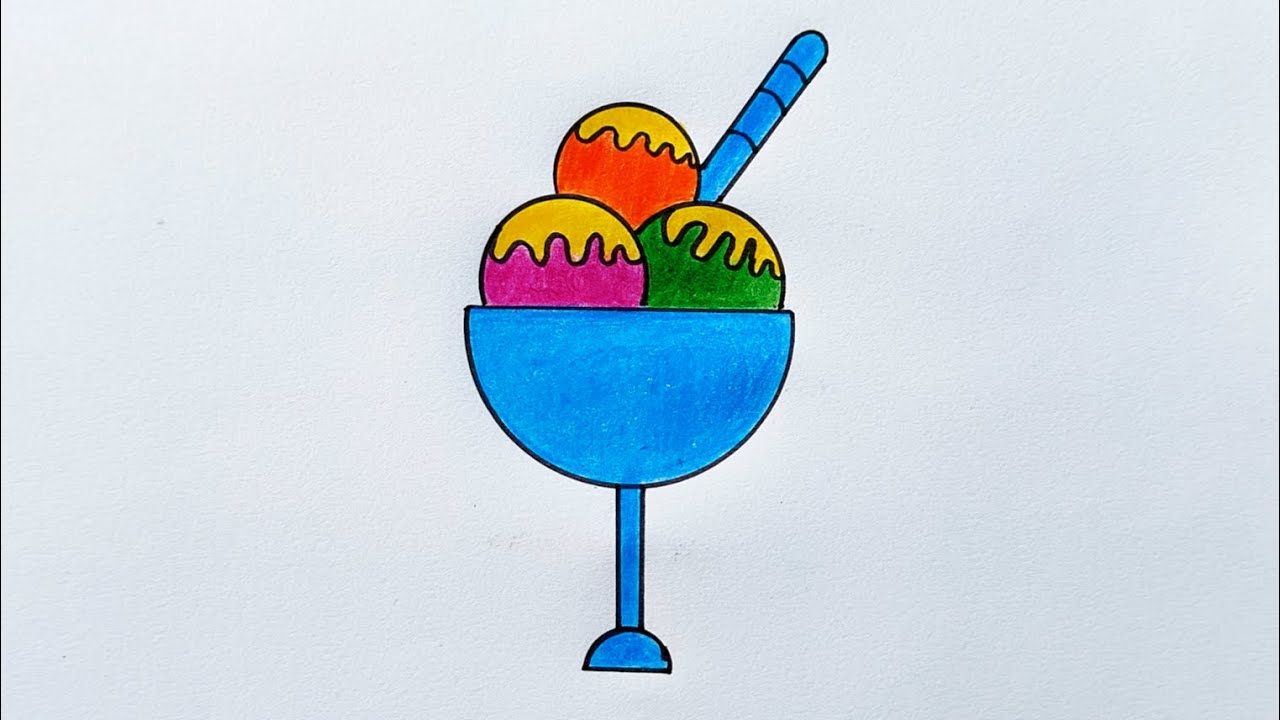 How to Draw a Cute Ice Cream Cup Easy | Ice Cream Cup Drawing and ...