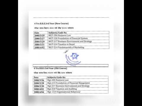Bbs 3rd year Exam routine 2080(old and new course) - YouTube