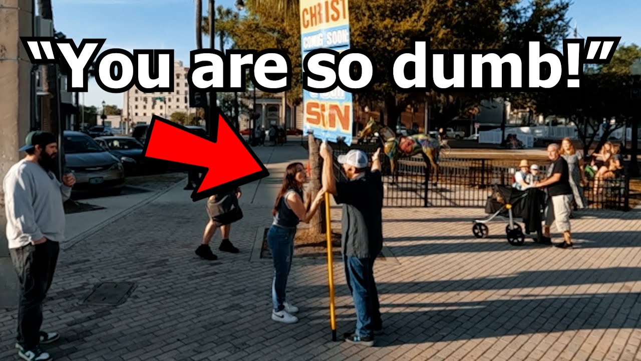 Woman gets heated over preaching against sin - YouTube