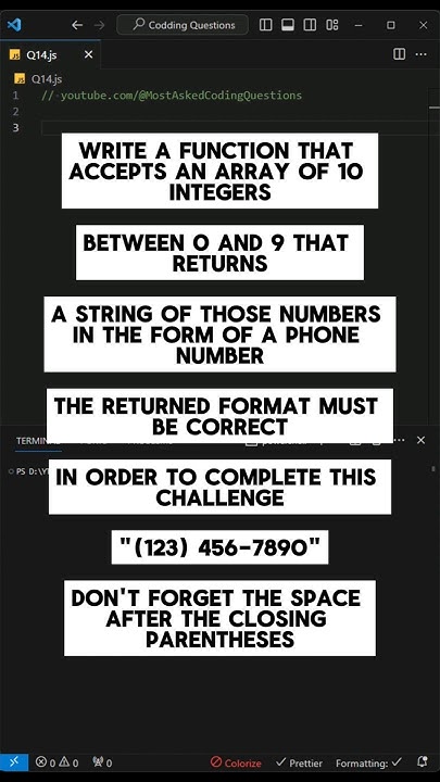 Q14 Create Phone Number with JavaScript #JS #coding - YouTube