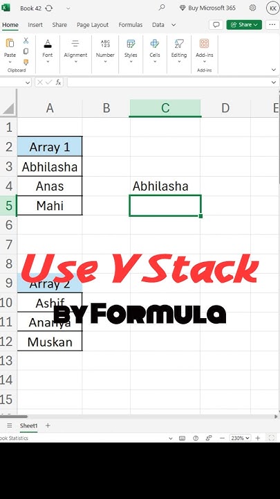 How to use V stack formula use in Ms Excel -#shortvideo #excel #youtubeshorts #exceltips - YouTube