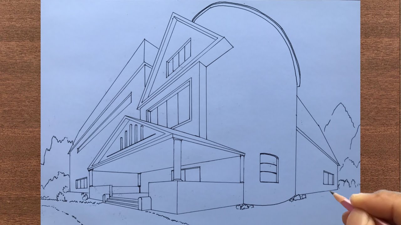 How to Draw a Haunted House in 2 Point Perspective - YouTube