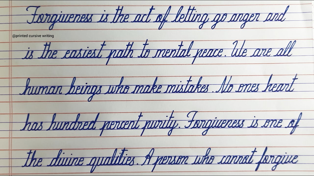 CURSIVE WRITING in 4 lines note One page cursive writing - YouTube