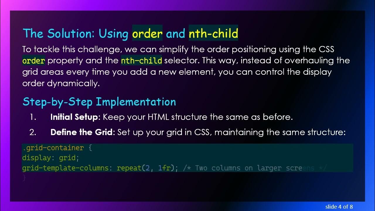 Dynamically Reordering CSS Grid Columns on Mobile Devices Without grid-template-areas - YouTube