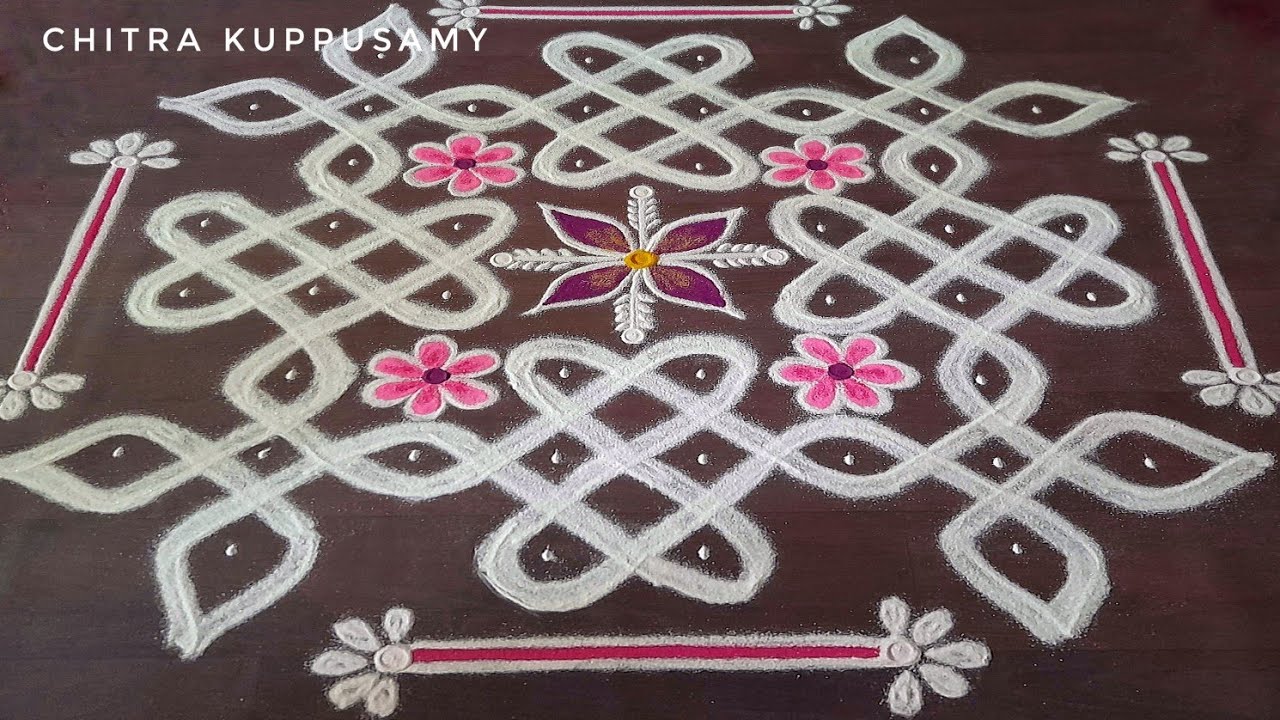 Chikku Kolam designs | Chikku Kolam design with dots | Sikku Kolam ...