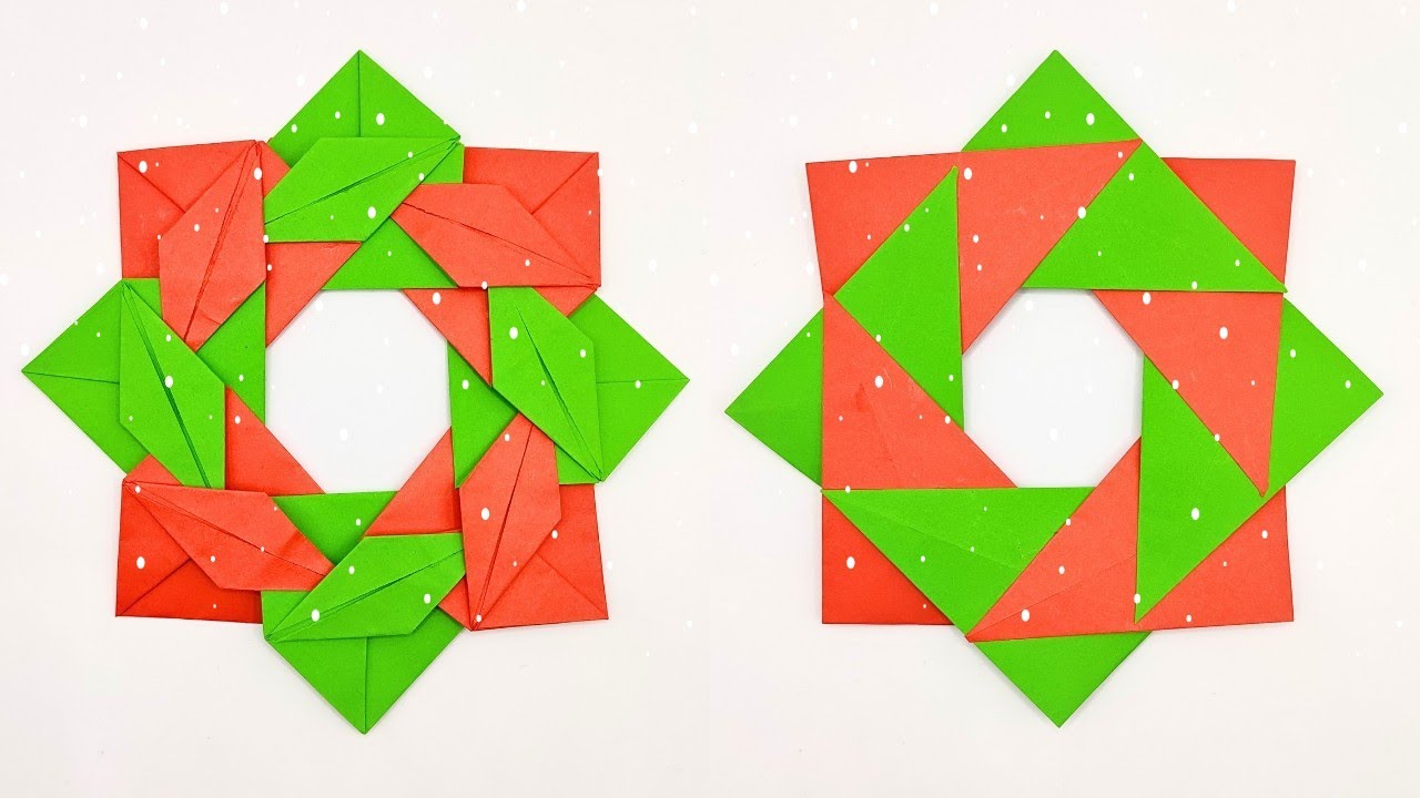 Origami CHRISTMAS WREATH | How to make a paper wreath - YouTube