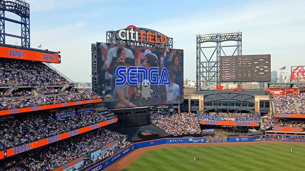 NYM v. STL, 4/19/25 - the "Senga" strikeout graphics on the mighty Citi ...