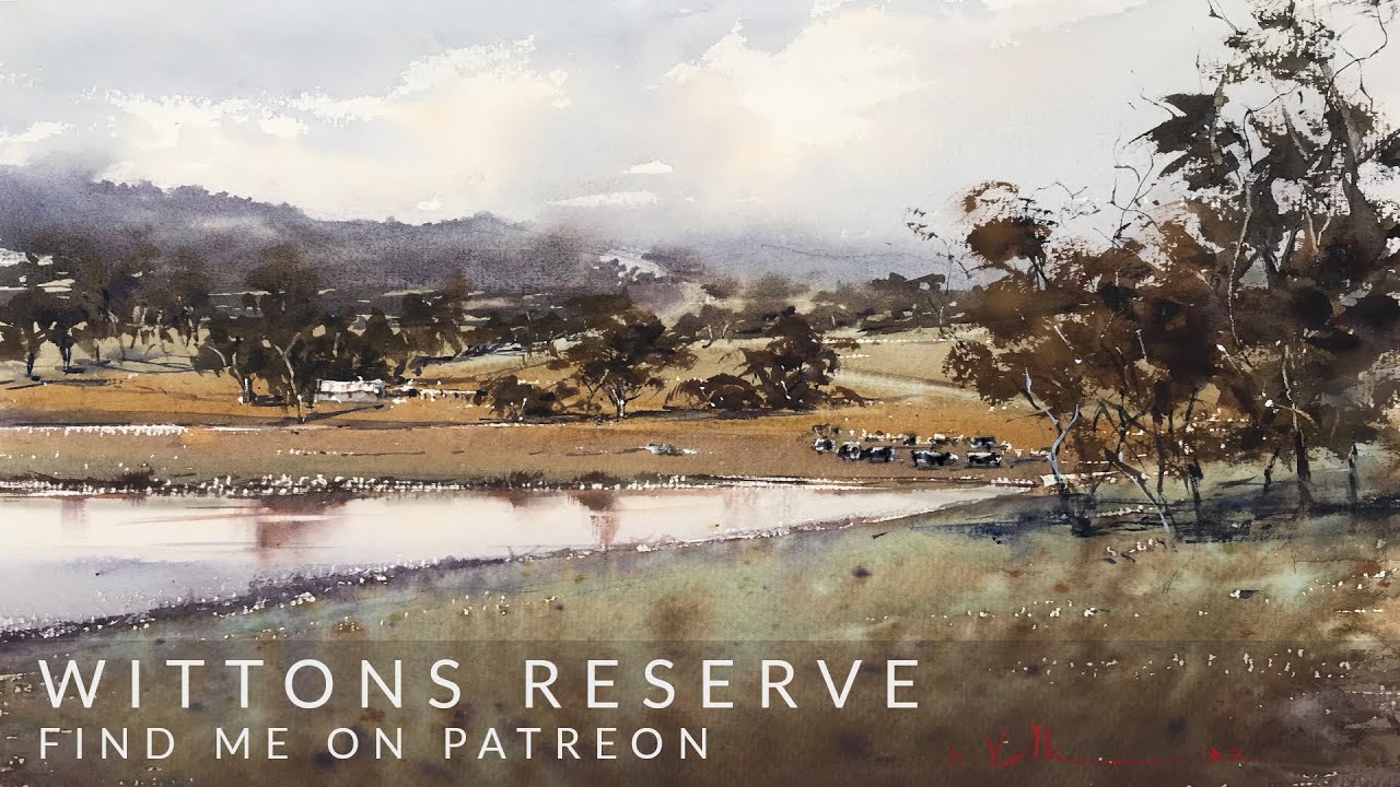 Watercolor Loose Landscape Painting Trees Skies and Water - YouTube