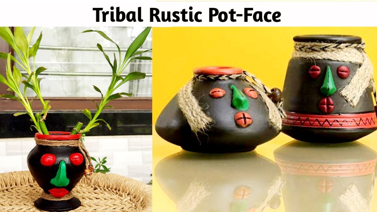 Tribal Rustic Pot-Face || Terracotta Face Pot || Terracotta Planter ...