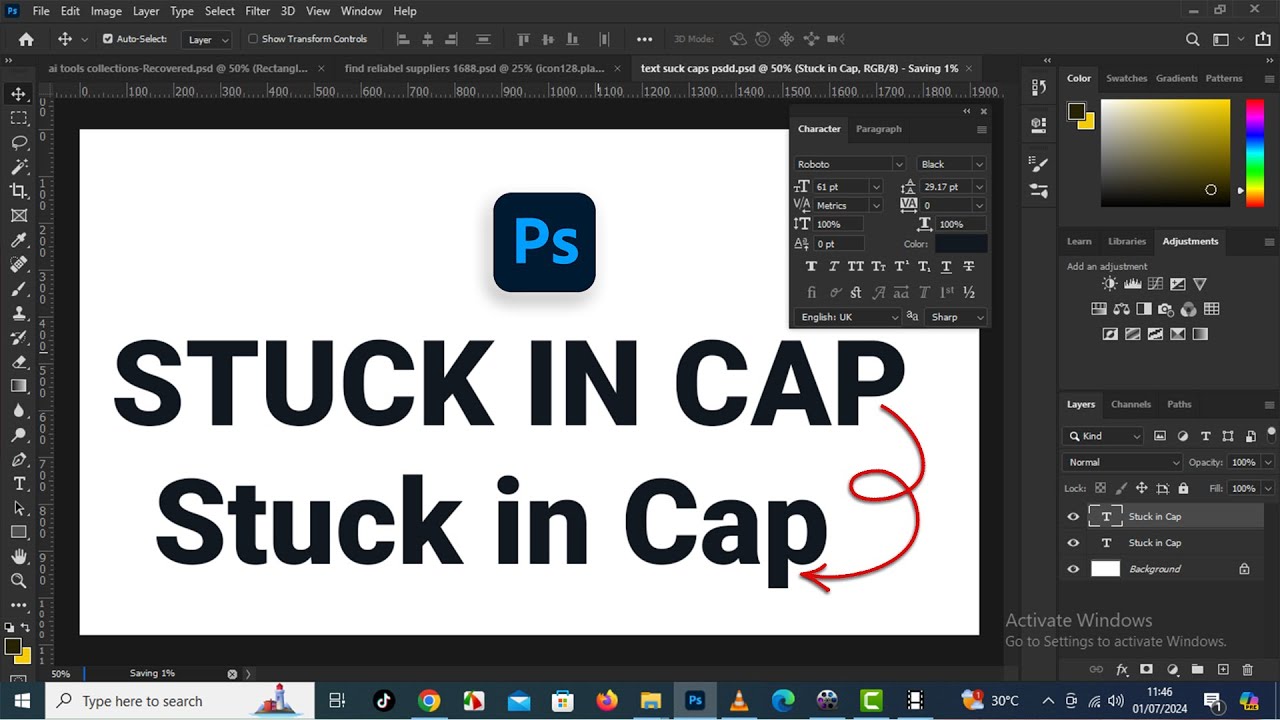 How To Fix Text Stuck In Caps In Photoshop Tutorial!! - YouTube