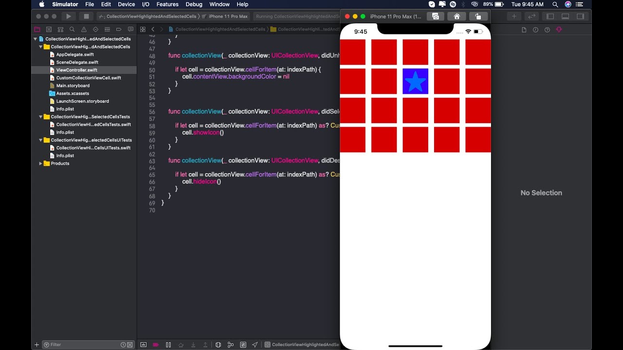 CollectionView Selected and Highlighted Cells in Swift - YouTube