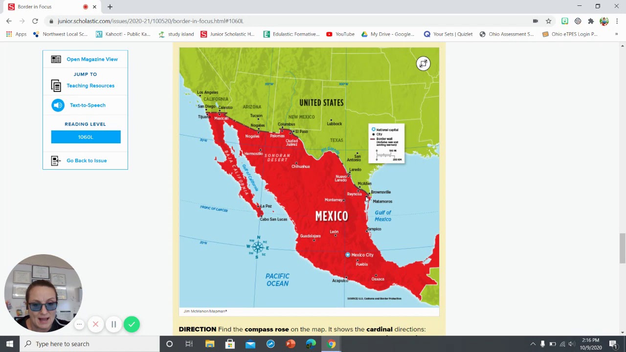 Junior Scholastic Oct.5th Ed p.24-25 Border Line Map Skills (1-10 ...