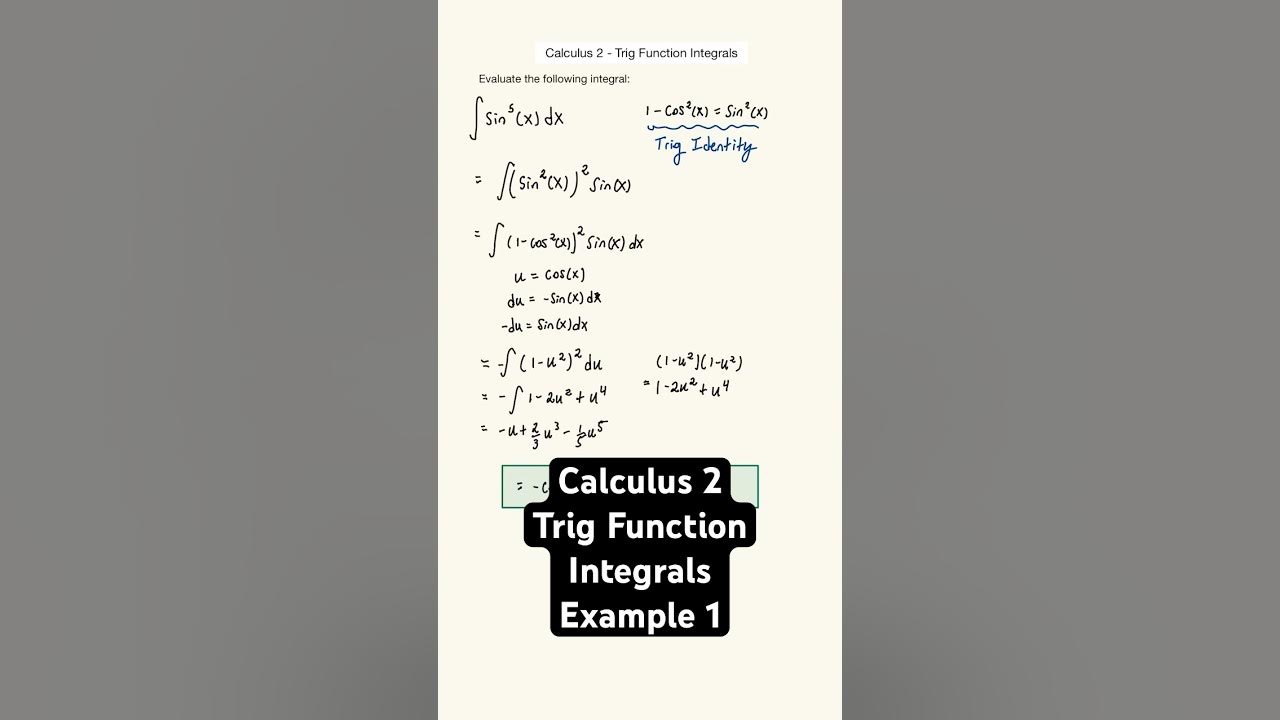 Calculus 2 - Trig Function Integrals Example 1 #trigfunctions #integrals #usubstitution # ...