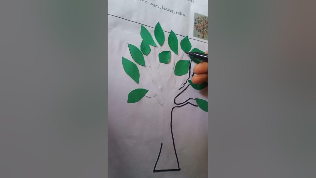 How to make and paste a tree on paper||Beautiful tree pasting|| - YouTube