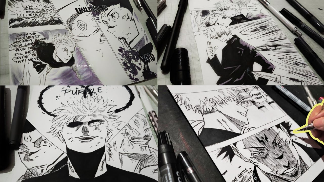 Manga Page Drawing COMPILATION - JUJUTSU KAISEN - YouTube