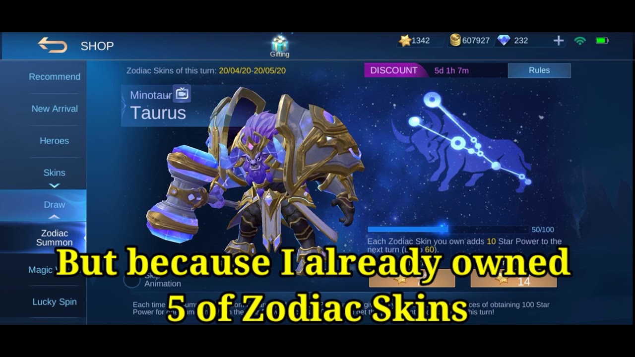 GETTING ZODIAC SUMMON MINOTAUR'S SKIN TAURUS | Mobile Legends: Bang ...