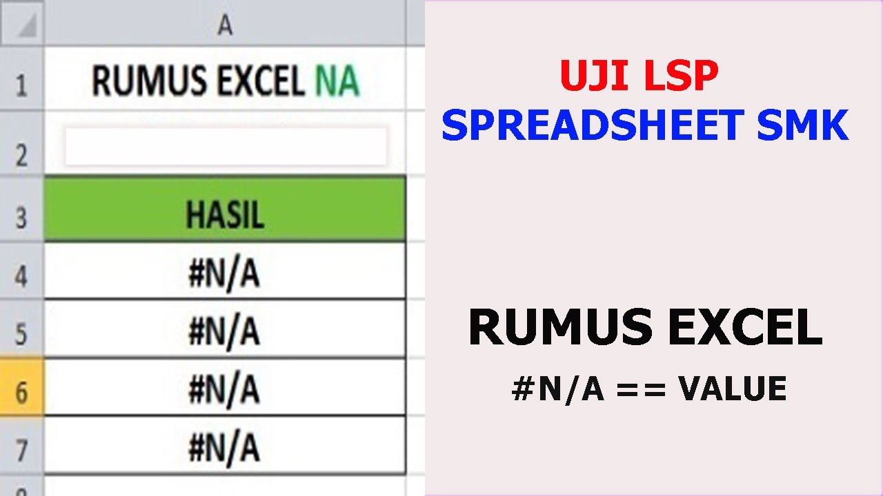 RUMUS EXCEL NA dan VALUE - YouTube