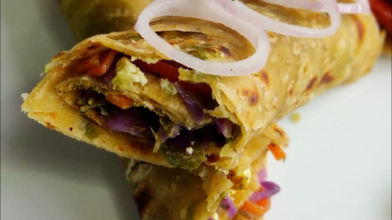 KATHI ROLL WITH LACCHA PARATHA (Wheat flour) AND VEGETABLES - YouTube
