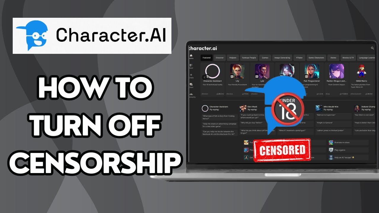 How to turn off censorship on Character AI (2024) - YouTube