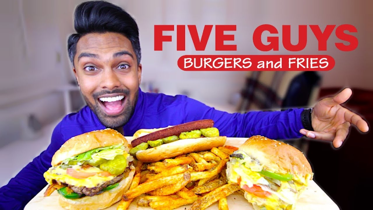 FIVE GUYS BURGERS AND FRIES | MUKBANG - YouTube