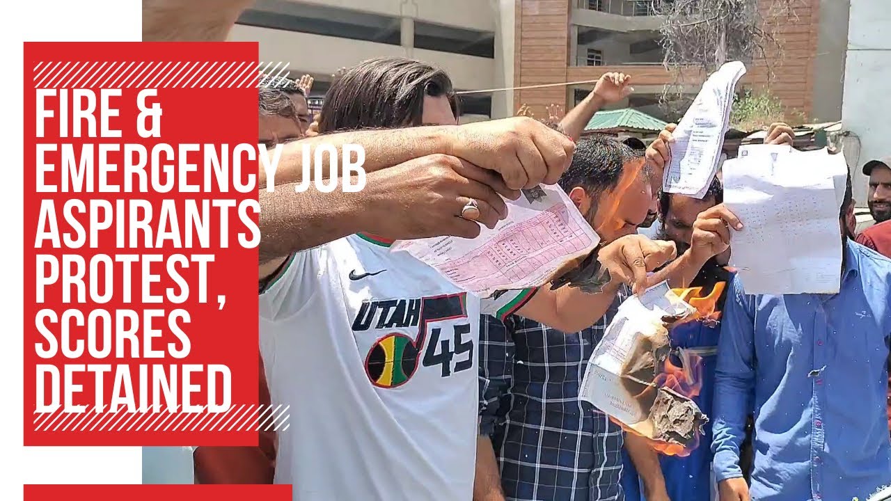 Fire & Emergency job aspirants protest, scores detained - YouTube