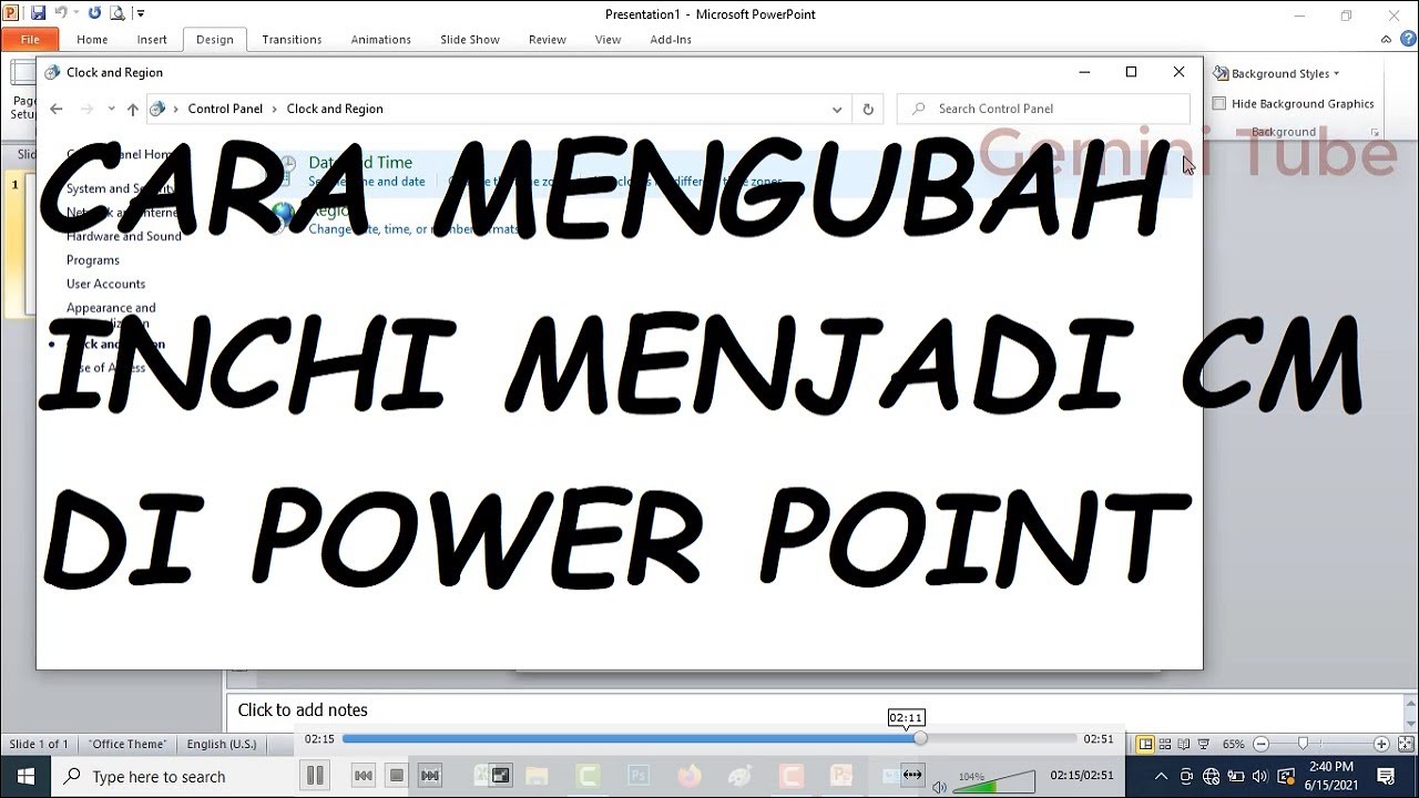 CARA MENGUBAH INCHI KE CM PADA POWER POINT || Tips Power Point - YouTube