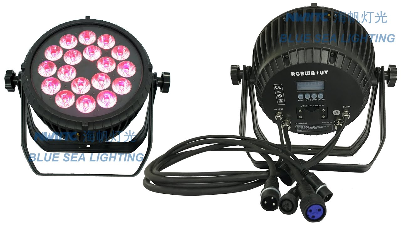 Outdoor IP65 dmx 18x18w RGBWA UV 6in1 flat par can slim par 64 ...