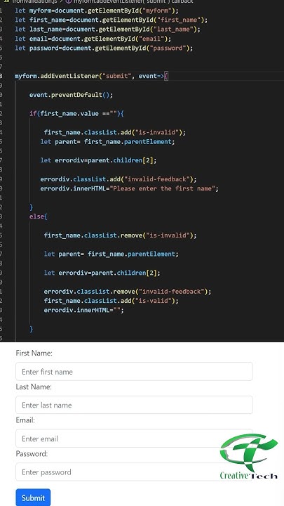 javascript form validation #shorts - YouTube
