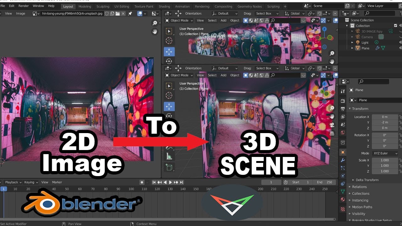 How to create 3d Environment from 2d image in blender and Fspy URDU ...