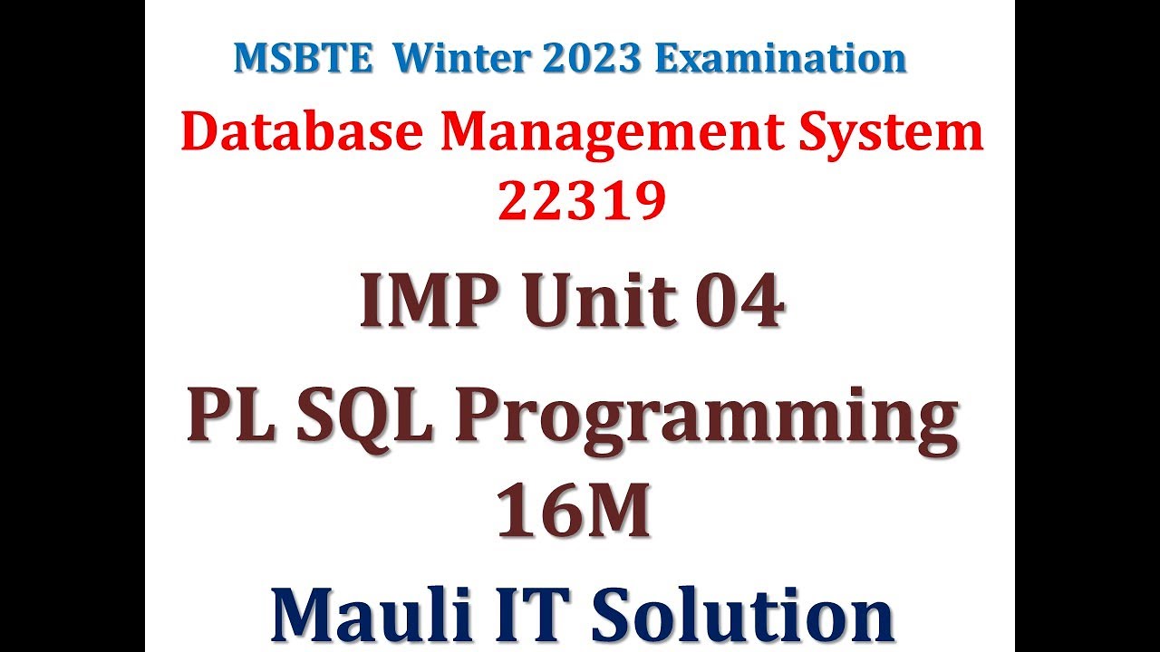 IMP_Database Management System_Unit_04 - YouTube
