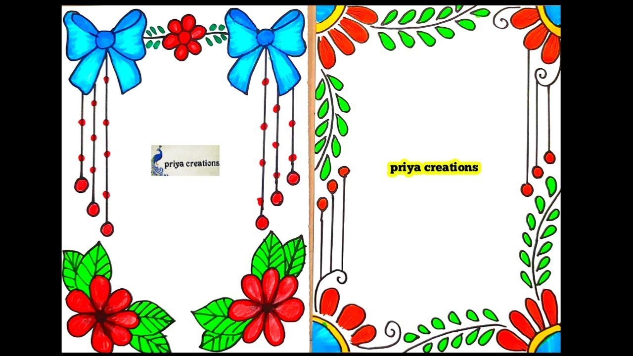 how to draw border design for project work | project design | border ...