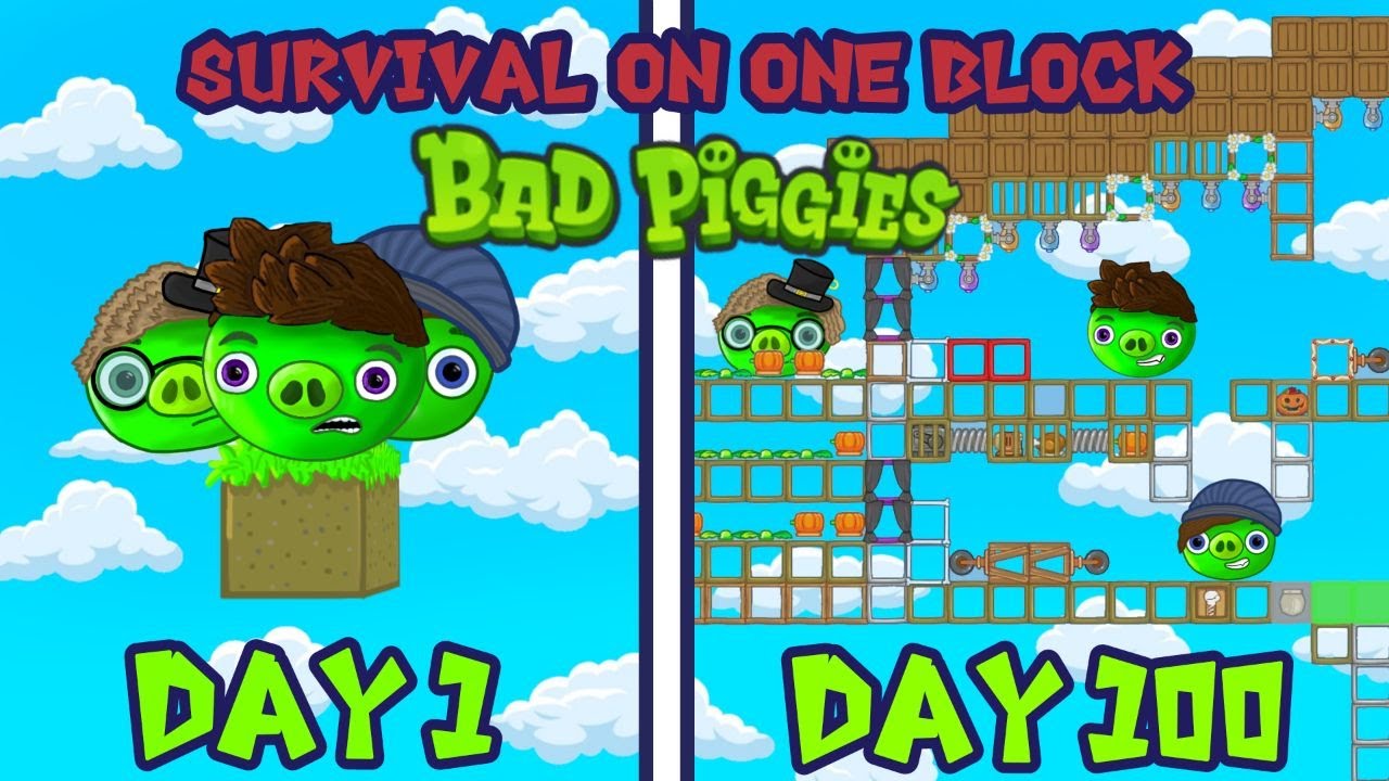 Surviving on One Block in Bad Piggies! The Final Part. - YouTube