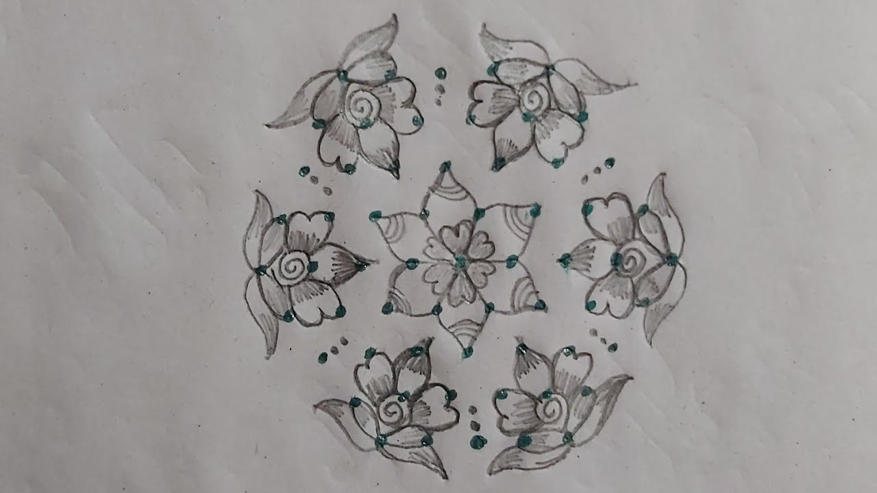 poo kolam||margali kolam||(9-5) pulli kolam||Easy and simple kolam ...