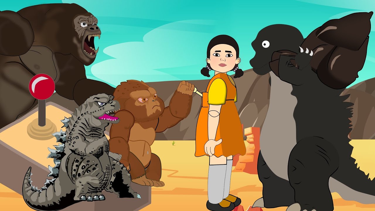 King kong and babe godzilla control Squid Game |Squid Game cartoon ...