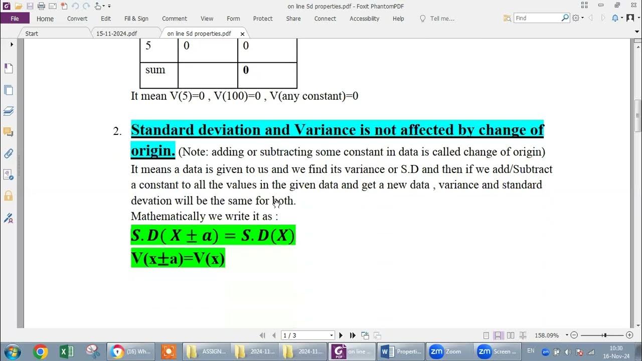 PROPERTIES OF VARIANCE AND STANDARD DEVIATION EXPLAINED STATISTICS INTER PART.1 - YouTube