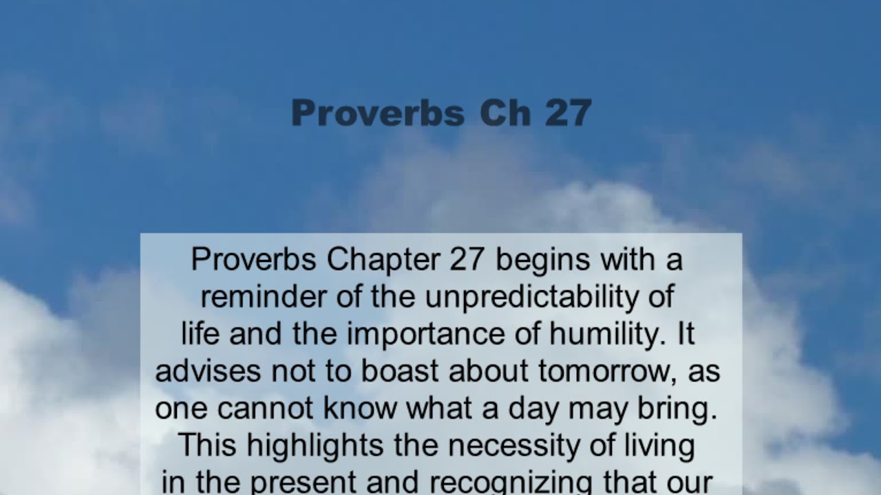 Proverbs Chapter 27 summary and read together - YouTube