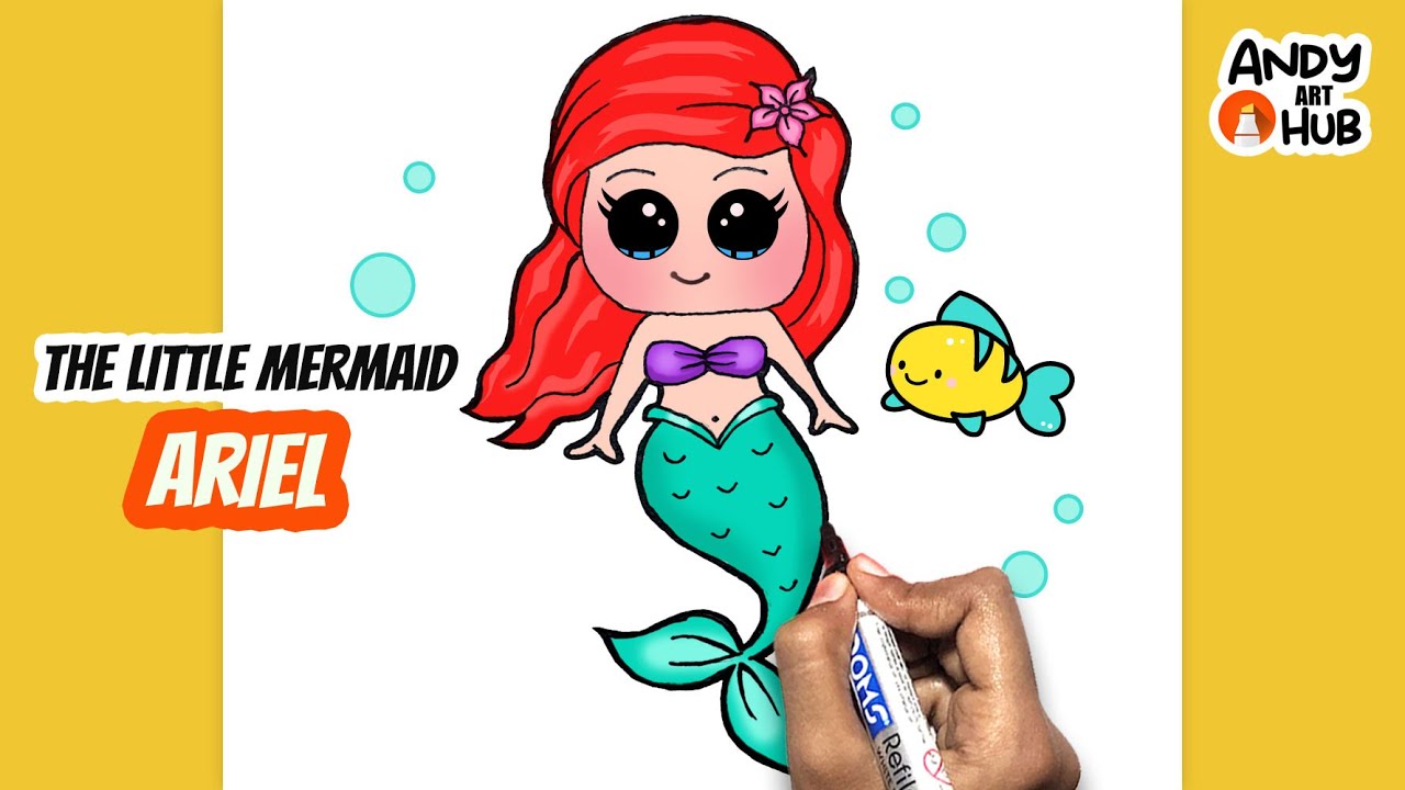 How to draw Ariel | The Little Mermaid🧜‍♀️ | Disney Princess drawing ...
