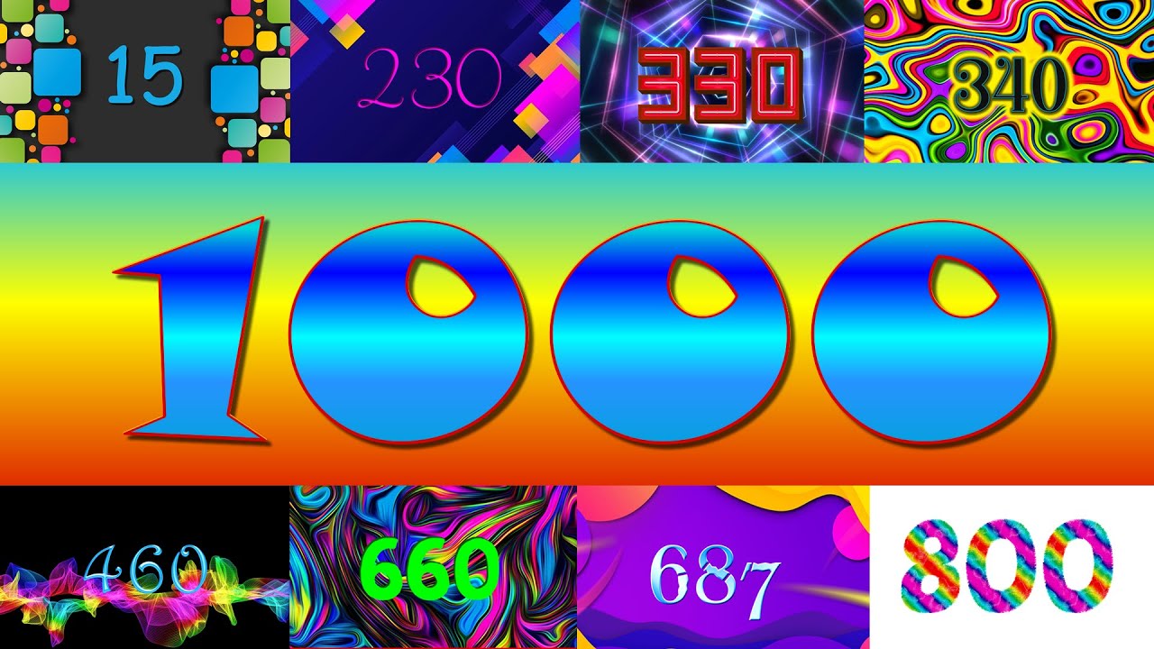 Números de 1 a 1000 3D rápido | 1-1000 com 100 fontes coloridas ...