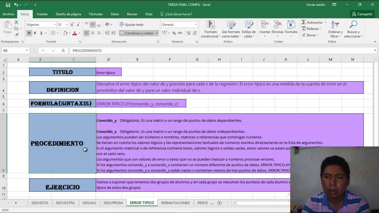 Funcion ERROR TIPICO en Excel - YouTube