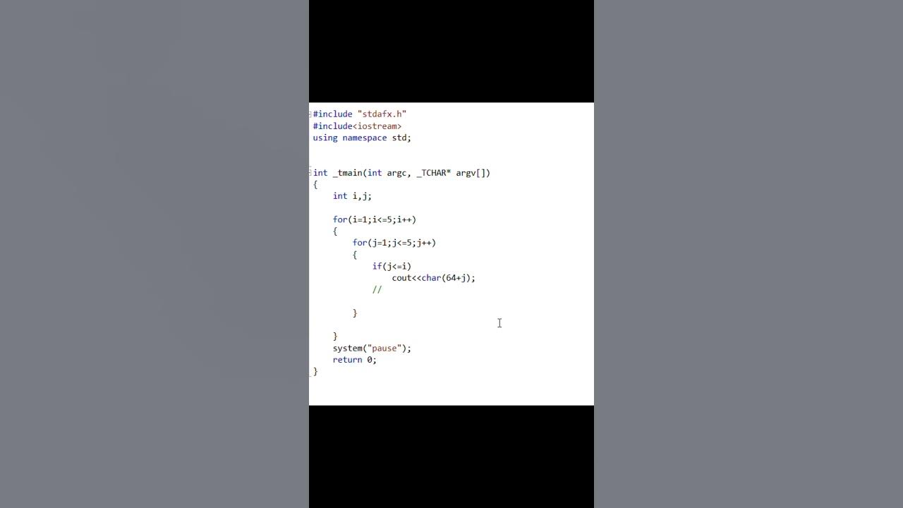 C++ Right Triangle Alphabet Pattern #coding#cplus#programminglanguage#cplusplus #education # ...